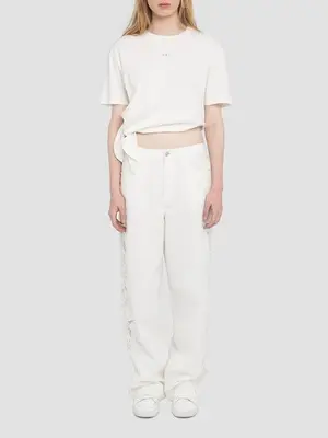 Zadig&Voltaire Elfy Cotton-linen Embroidered Wide-leg Pants