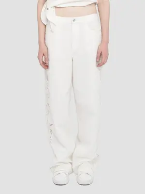 Zadig&Voltaire Elfy Cotton-linen Embroidered Wide-leg Pants