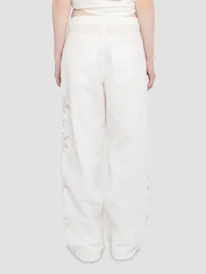 Zadig&Voltaire Elfy Cotton-linen Embroidered Wide-leg Pants