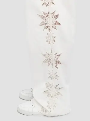 Zadig&Voltaire Elfy Cotton-linen Embroidered Wide-leg Pants