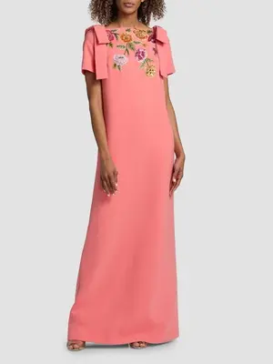Carolina Herrera Floral-embroidered Column Gown