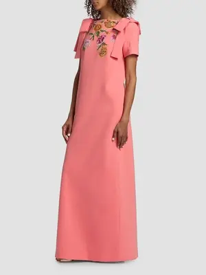 Carolina Herrera Floral-embroidered Column Gown