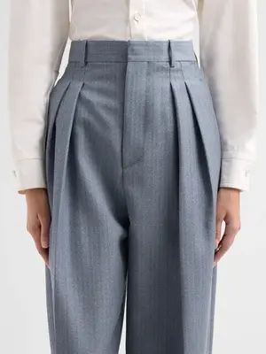 Bottega Veneta Stripe Wool-mohair Pleated Trousers
