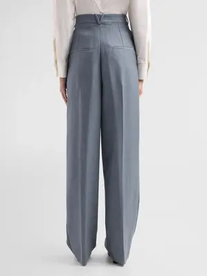 Bottega Veneta Stripe Wool-mohair Pleated Trousers