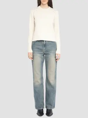 Zadig&Voltaire Nalty Studded Wool-cashmere Crewneck Sweater