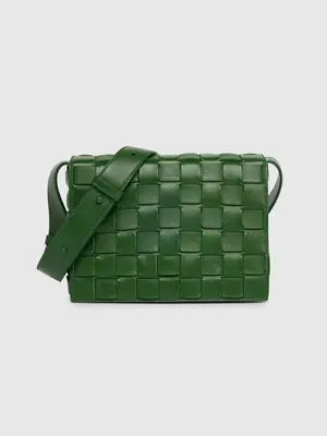 Bottega Veneta Intrecciato Leather Messenger Bag - Basil Silver Basil