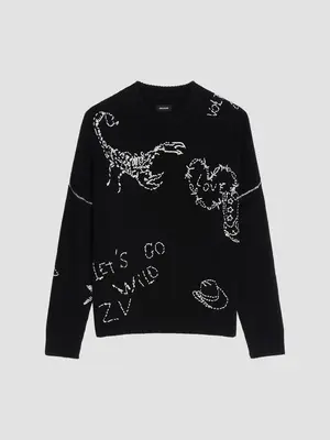 Zadig&Voltaire Baba Topstitched Wool Crewneck Sweater