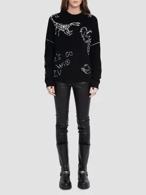 Zadig&Voltaire Baba Topstitched Wool Crewneck Sweater