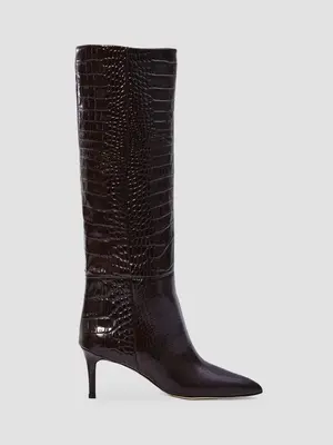 Paris Texas Stiletto 60mm Snake-embossed Boots - Brown