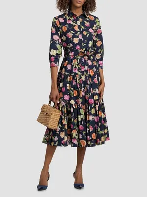 Carolina Herrera Poppy-print Tiered Midi-shirtdress