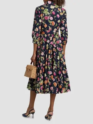 Carolina Herrera Poppy-print Tiered Midi-shirtdress
