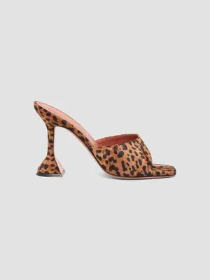 Amina Muaddi Lupita 95mm Leopard-printed Leather Mules