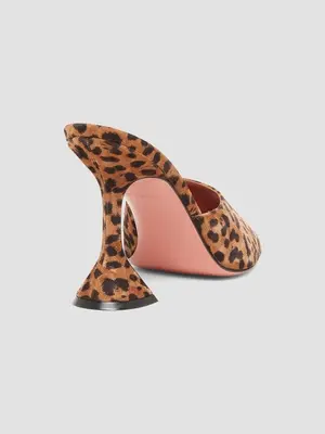 Amina Muaddi Lupita 95mm Leopard-printed Leather Mules