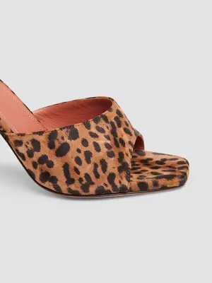 Amina Muaddi Lupita 95mm Leopard-printed Leather Mules