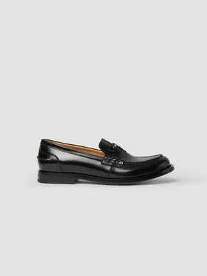 Fendi Logo Leather Loafers