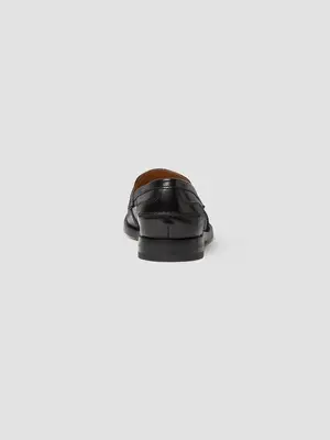 Fendi Logo Leather Loafers