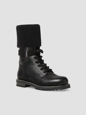 Fendi Commando Leather Combat Boots - Nero