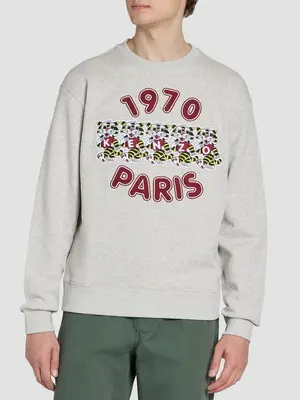 Kenzo Wild Tiger Embroidered Crewneck Sweatshirt - Pale Grey