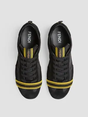 Fendi Wrap Suede & Textile Sneakers - Nero