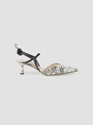 Fendi Very Colibri 55mm Snake-embossed Slingback Pumps - Nero