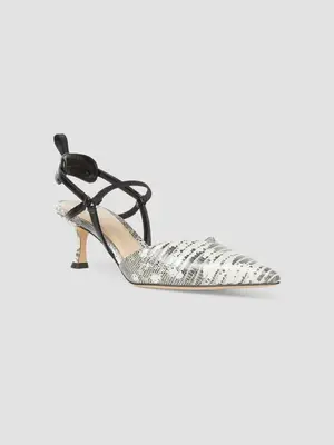 Fendi Very Colibri 55mm Snake-embossed Slingback Pumps