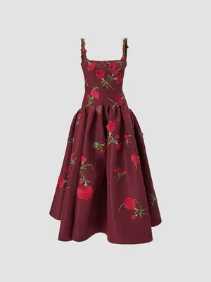 Carolina Herrera Carnation-embroidered Cocktail Dress - Rioja Multi
