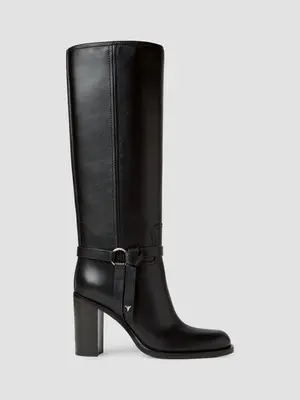 Fendi 95mm Dressage Knee-high Leather Boots - Nero