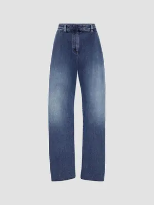 Brunello Cucinelli Comfort Cotton Loose Curved Trousers