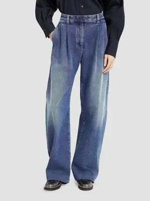 Brunello Cucinelli Comfort Cotton Loose Curved Trousers