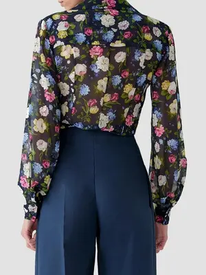 Carolina Herrera Cabana Isabella Floral Silk Shirt - Midnight Multi
