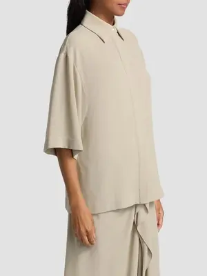 Michael Kors Wool Crepe Short-sleeve Camp Shirt