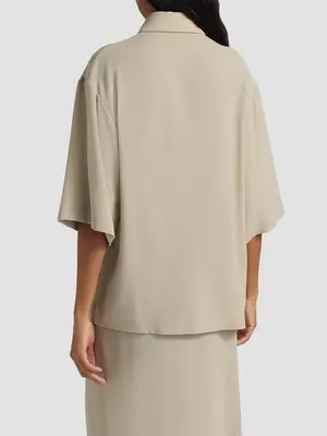 Michael Kors Wool Crepe Short-sleeve Camp Shirt