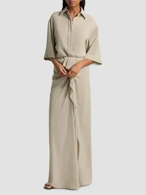 Michael Kors Wool Crepe Short-sleeve Camp Shirt