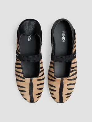 Fendi Academia Printed Calf-hair Flats - Nero