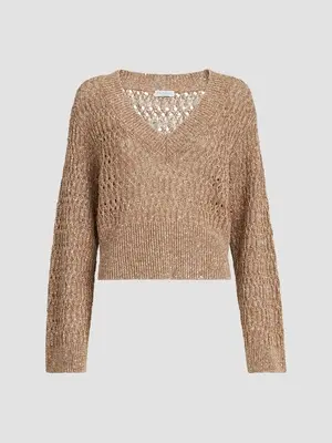 Brunello Cucinelli Linen Dazzling Braids Sweater