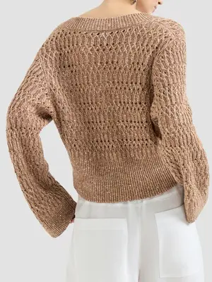 Brunello Cucinelli Linen Dazzling Braids Sweater