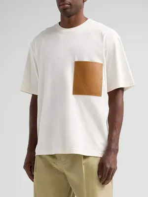 Bottega Veneta Leather Pocket Crewneck T-shirt - Parchment