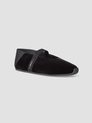 Fendi Academia Velvet Flats - Nero