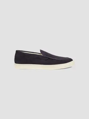 Brunello Cucinelli Leather Slip-on Loafers - Deep Blue