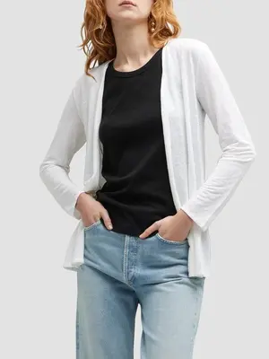 Majestic Filatures Stretch Linen Open-front Cardigan