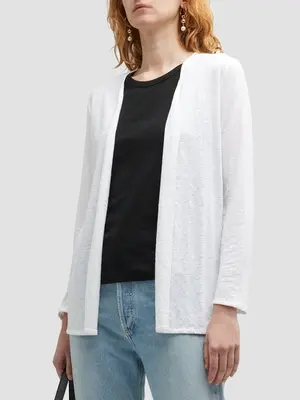 Majestic Filatures Stretch Linen Open-front Cardigan