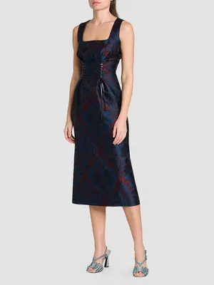 Etro Jacquard Square Neck Midi-dress - Multicolor Blue Base