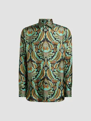 Etro Silk Damask Button-front Shirt - Printed Black Base