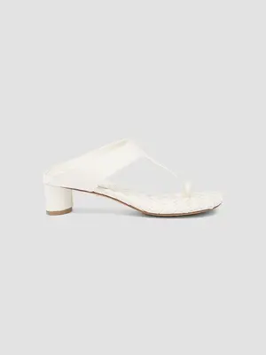 Bottega Veneta Livia 40mm Leather Sandals - Alabaster