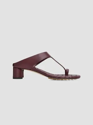 Bottega Veneta Livia 40mm Leather Sandals - Deep Mahogany