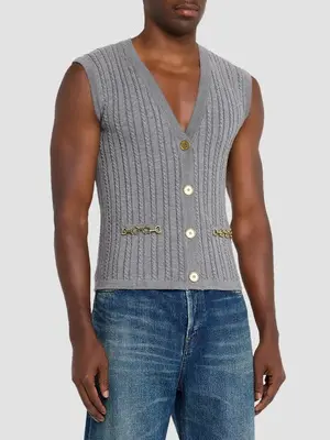 GOLDEN GOOSE Journey Cable-knit Sweater Vest