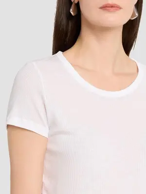 Majestic Filatures Ribbed Stretch Cotton T-shirt - White