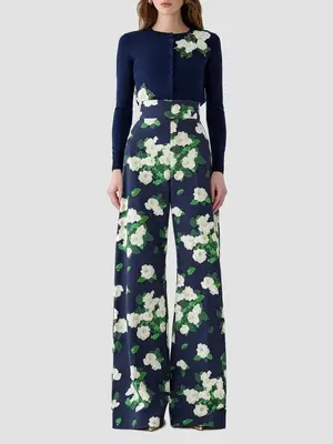 Carolina Herrera Cabana Diane Floral Cotton-blend Wide-leg Pants - Midnight Multi
