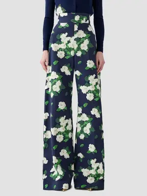 Carolina Herrera Cabana Diane Floral Cotton-blend Wide-leg Pants - Midnight Multi