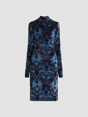 Etro Jacquard Velvet Mock Turtleneck Dress